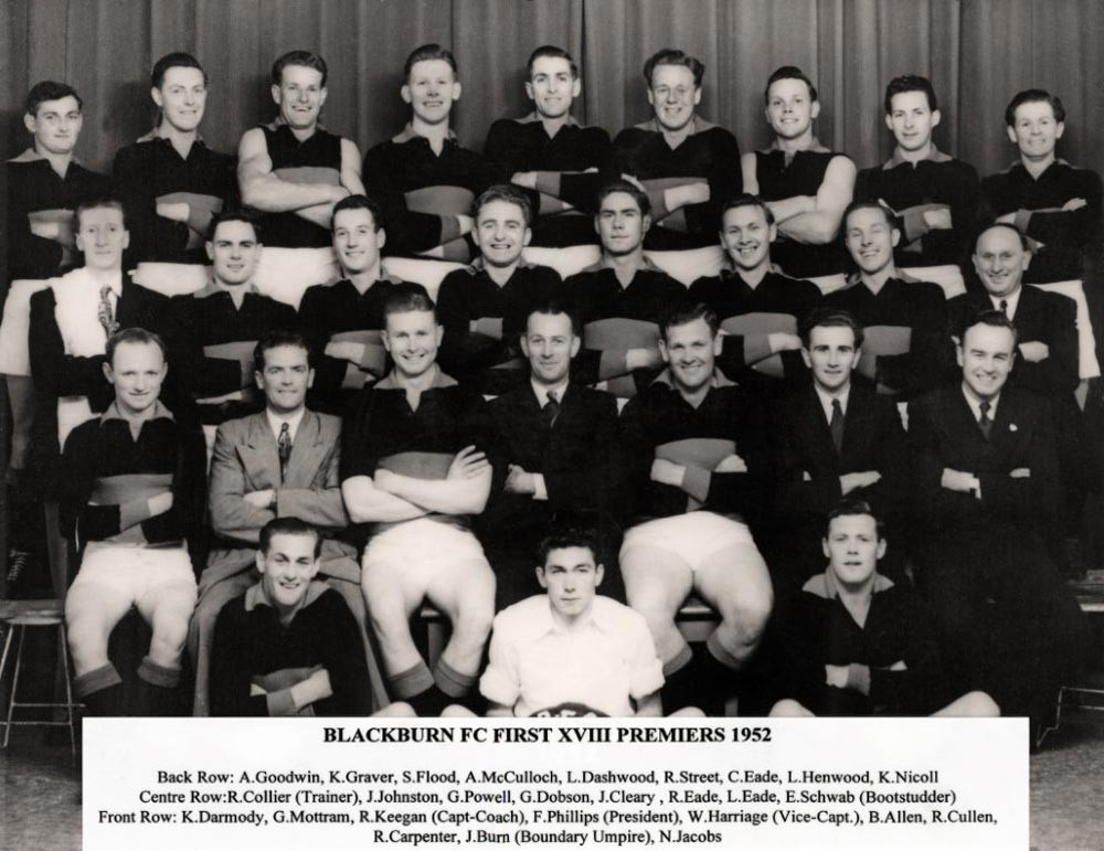 Blackburn-FC-First-XVIII-Premiers-1952 - Blackburn Football Club